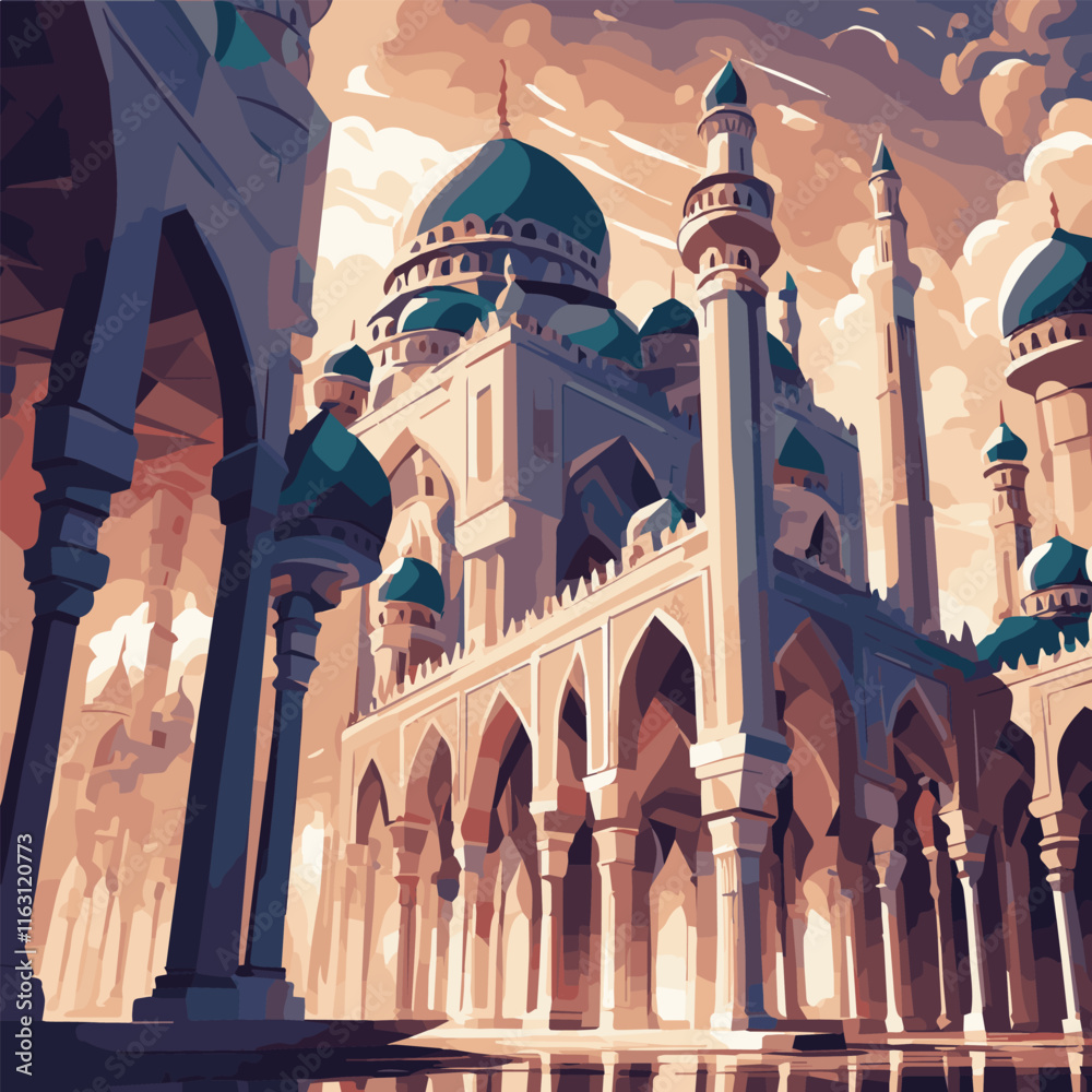 Stock-Vektorgrafik „How to Create a Mosque Vector Illustration: Step-by ...