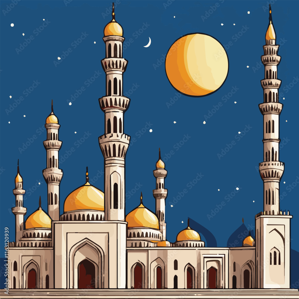 Stock-Vektorgrafik „How to Create a Mosque Vector Illustration: Step-by ...