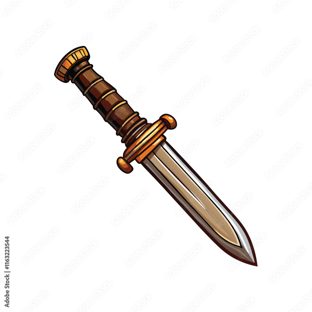 Highly detailed image of an ancient Roman gladius, short and stout ...