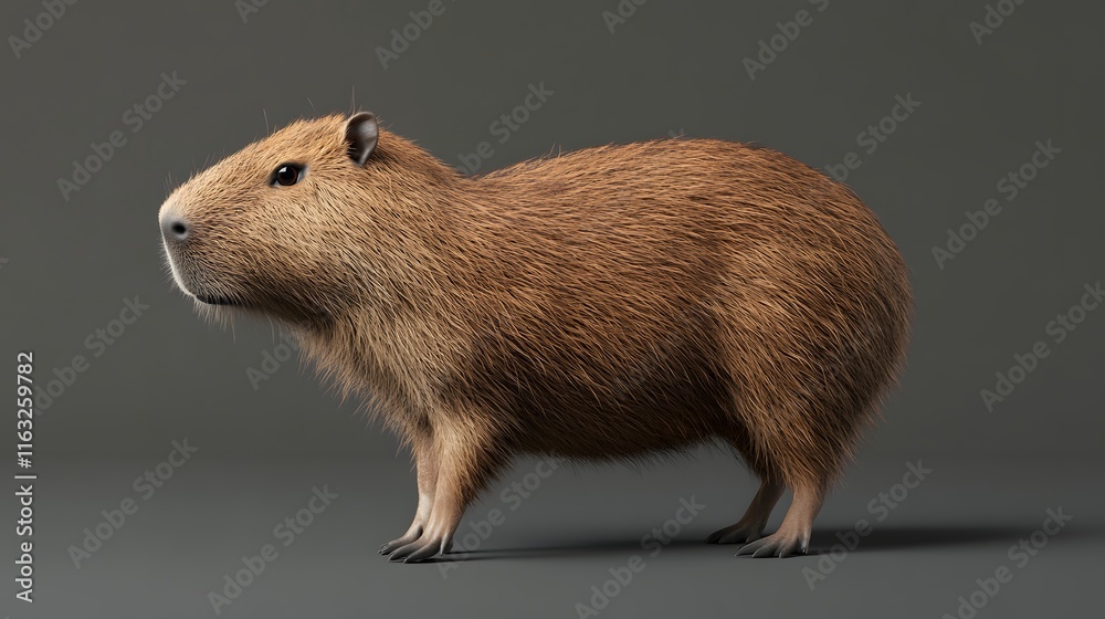 Lifelike side profile of a capybara showcasing its unique features and ...