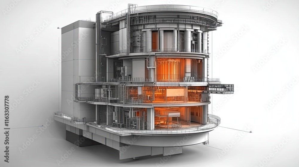 Cutaway Diagram of Small Modular Reactor (SMR) Showing Internal ...