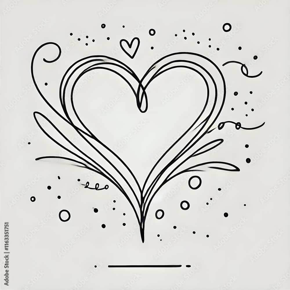 Generative AI, Minimalist heart line art in a continuous one-line ...