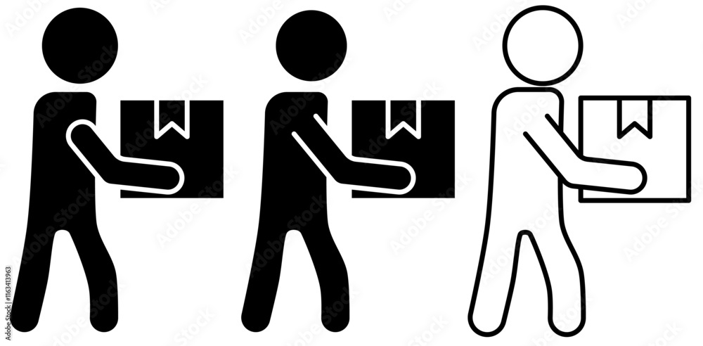 package delivery person icon, delivery courier, simple flat style ...