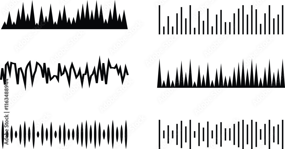 Sound Wave Icon Set Sound Waves Equalizer Audio Waves Radio Signal Music Recording Vector
