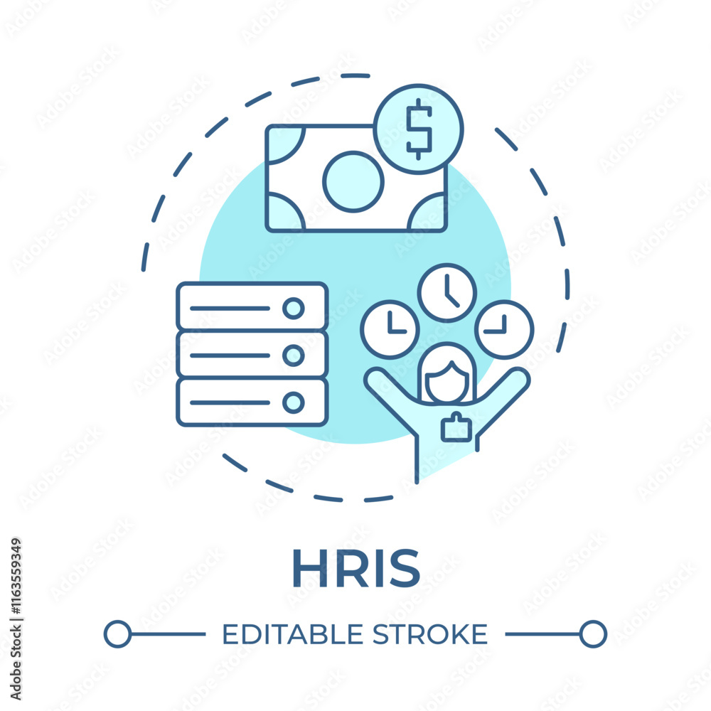 HRIS soft blue concept icon. Human resource information system ...