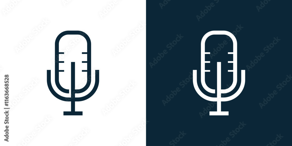 Line art mic logo icon. Simple logos, icons, illustrations, symbols ...