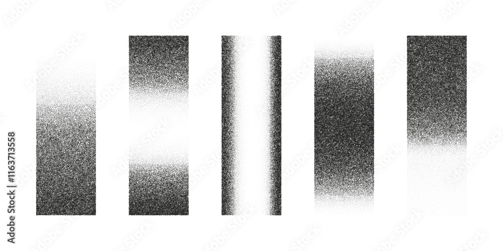 Set of lines with grain effect. Noise gradient textures. Pointillism ...