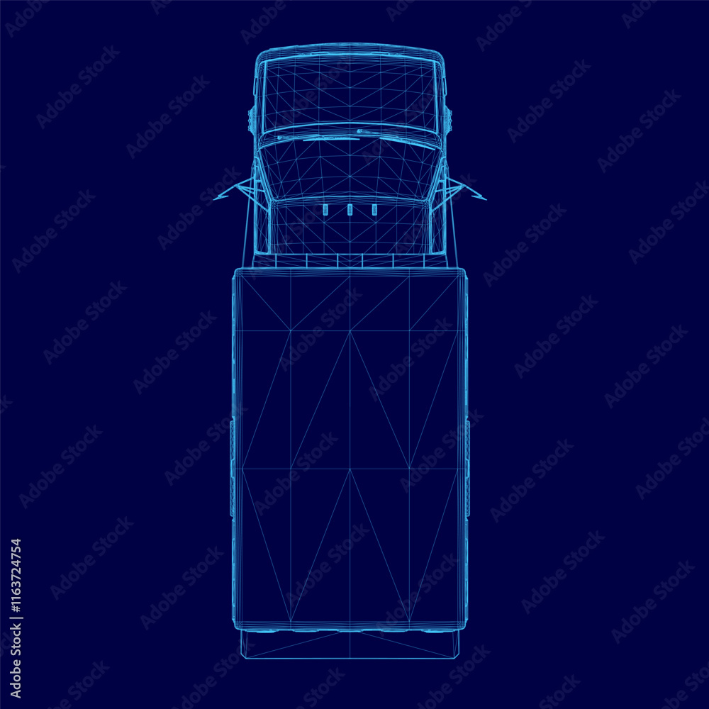 Blue ambulance truck with a blue background is shown in the image. The ...