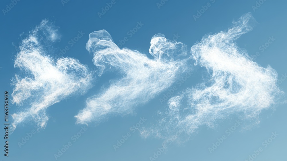 Cold wind effects with white smoke and flying snowflakes. Vector ...