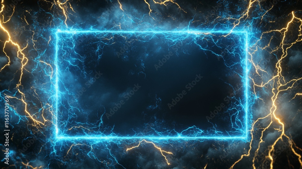 Ilustración de Stock Lightning frames, blue electric borders of ...