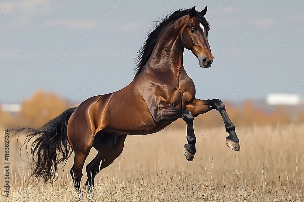 Horse Pawing the Air Boldly, Strong Horse Rising and Pawing, Horse ...