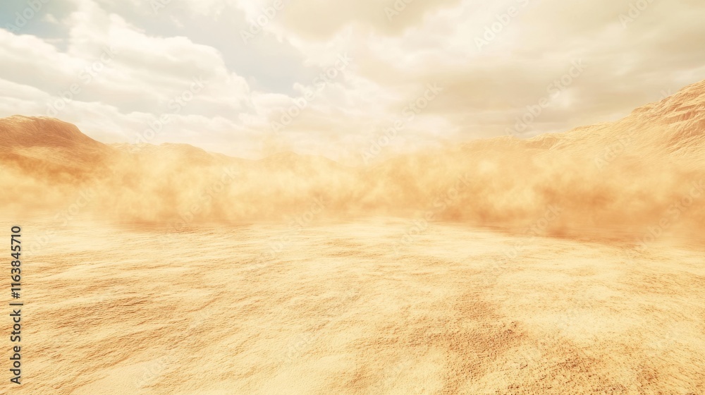 Sand dust cloud. Dirt desert smoke wind effect. Sandstorm powder splash ...