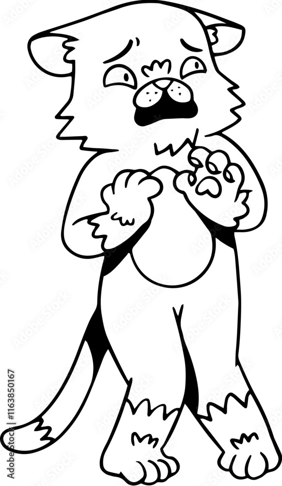 Cat Cartoon Character Outline Illustration, Cat Cartoon Illustration ...
