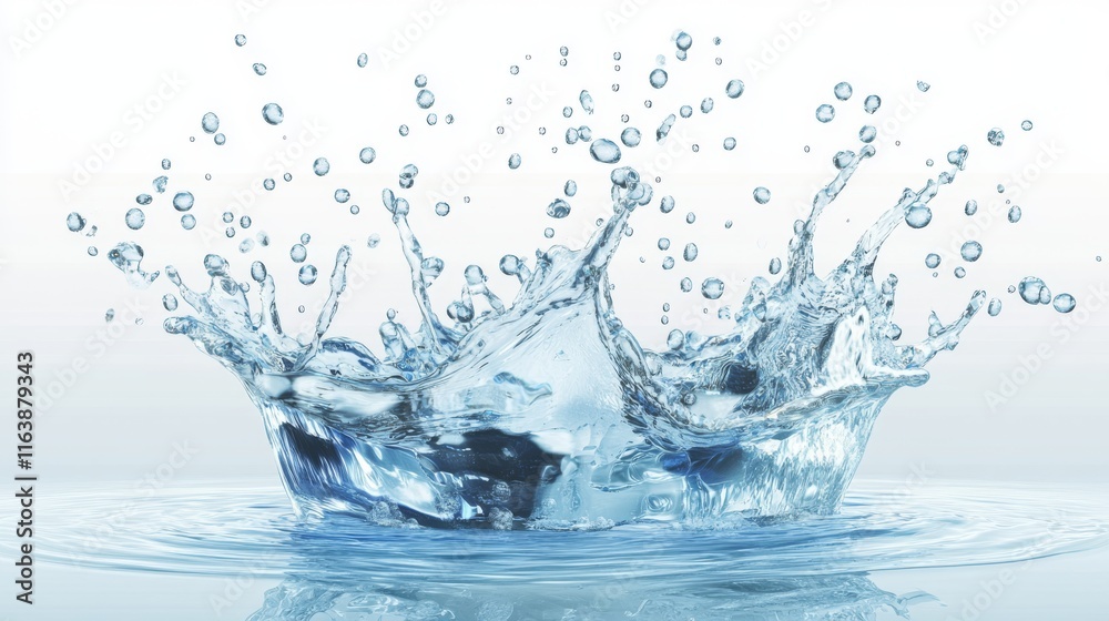 Water spill puddles top view set, aqua liquid splashes with scattered ...