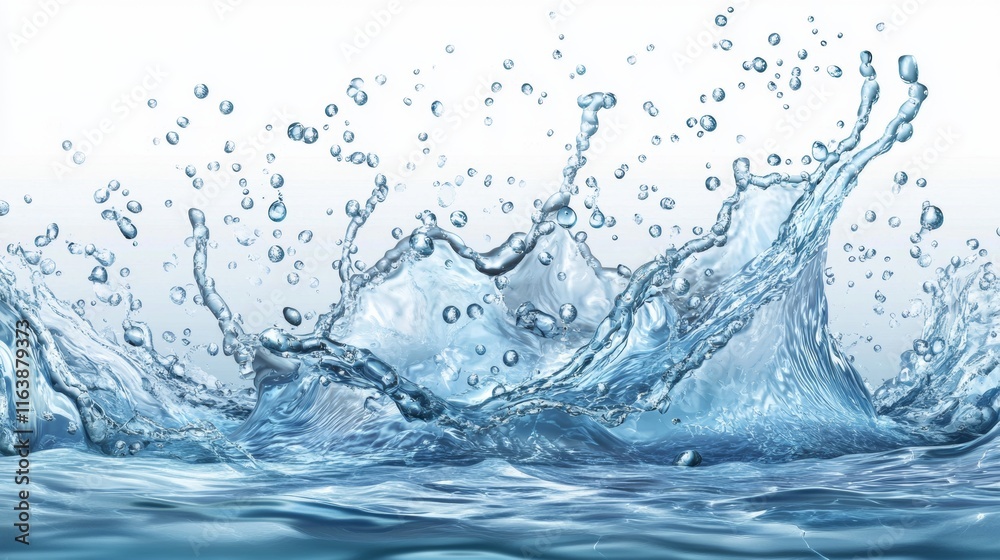 Water spill puddles top view set, aqua liquid splashes with scattered ...