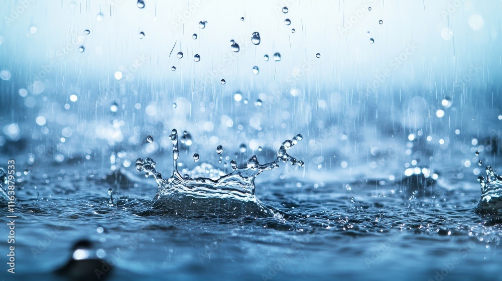 Water spill puddles top view set, aqua liquid splashes with scattered ...