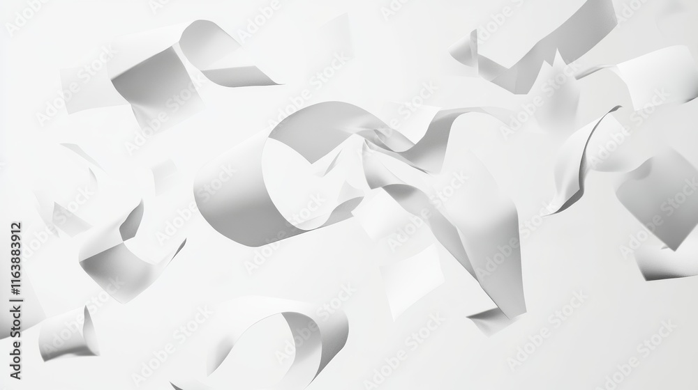 3d isolated fly white paper sheet. Fall document page on transparent ...