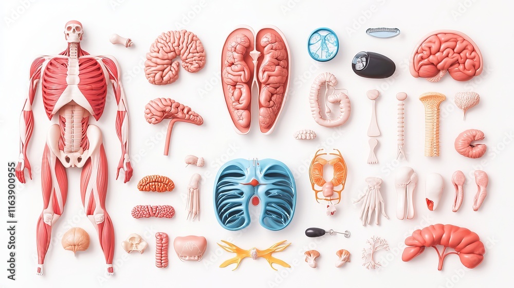 3D Icon Set of Human Internal Limb Anatomy: Nervous, Circulatory ...