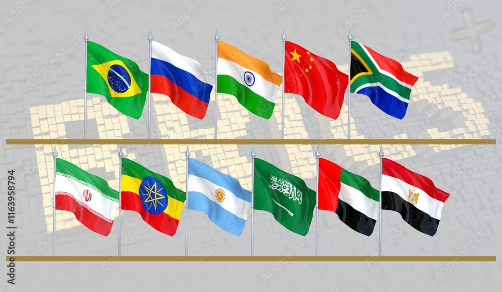 Stock-Illustration „Flags of the BRICS countries. BRICS Organization ...
