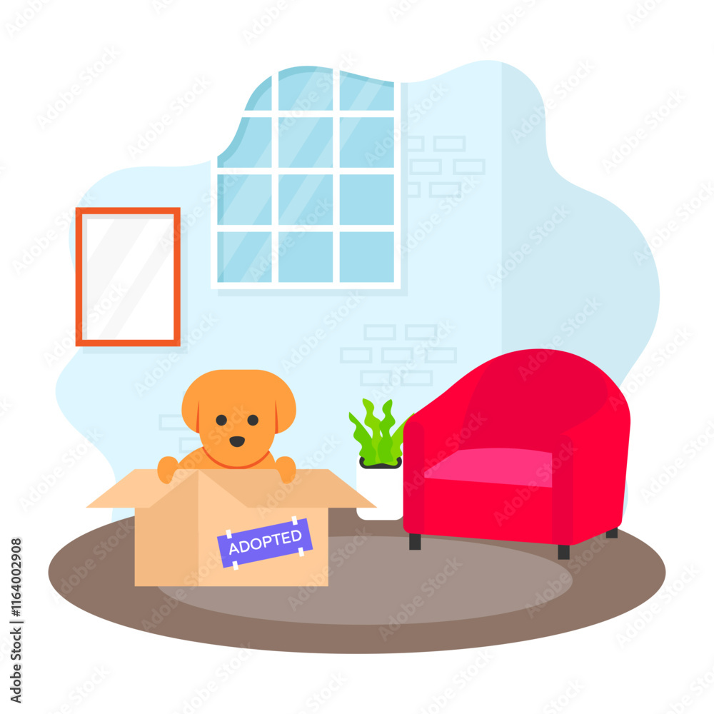 Newly Adopted Pet Doggy coming out of Box concept, Kitty exploring its ...