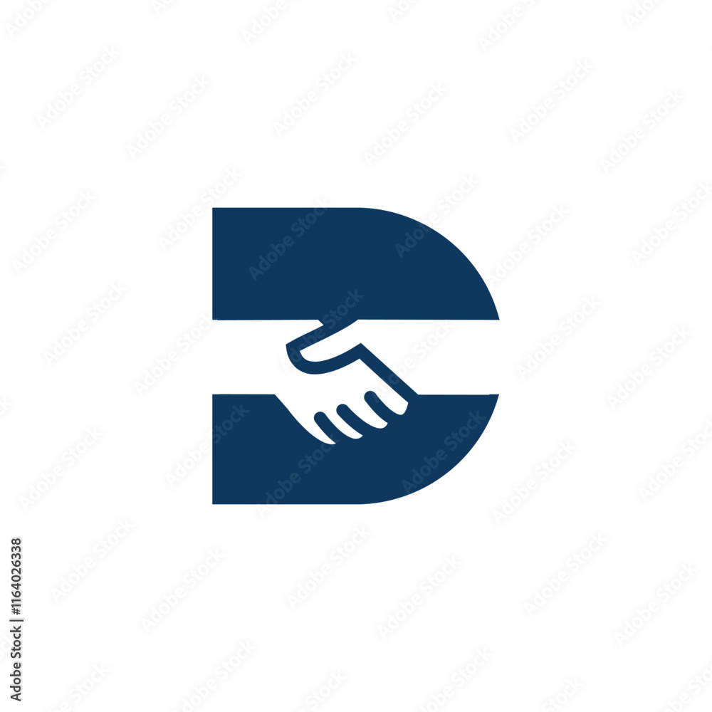 The image shows a bold monogram logo design of an initial letter D in ...