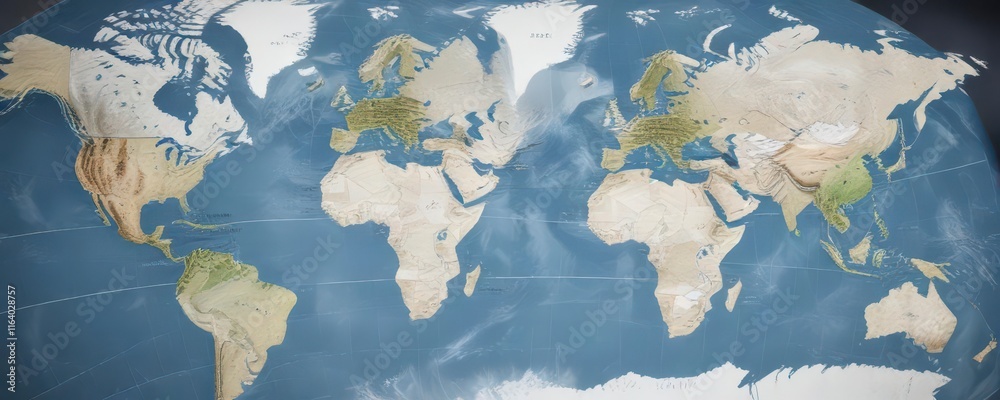 World Political Map with Blue and White Lines, vector graphics ...