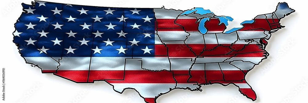 USA Map Illustration Patriotic States Design Stock Illustration | Adobe ...