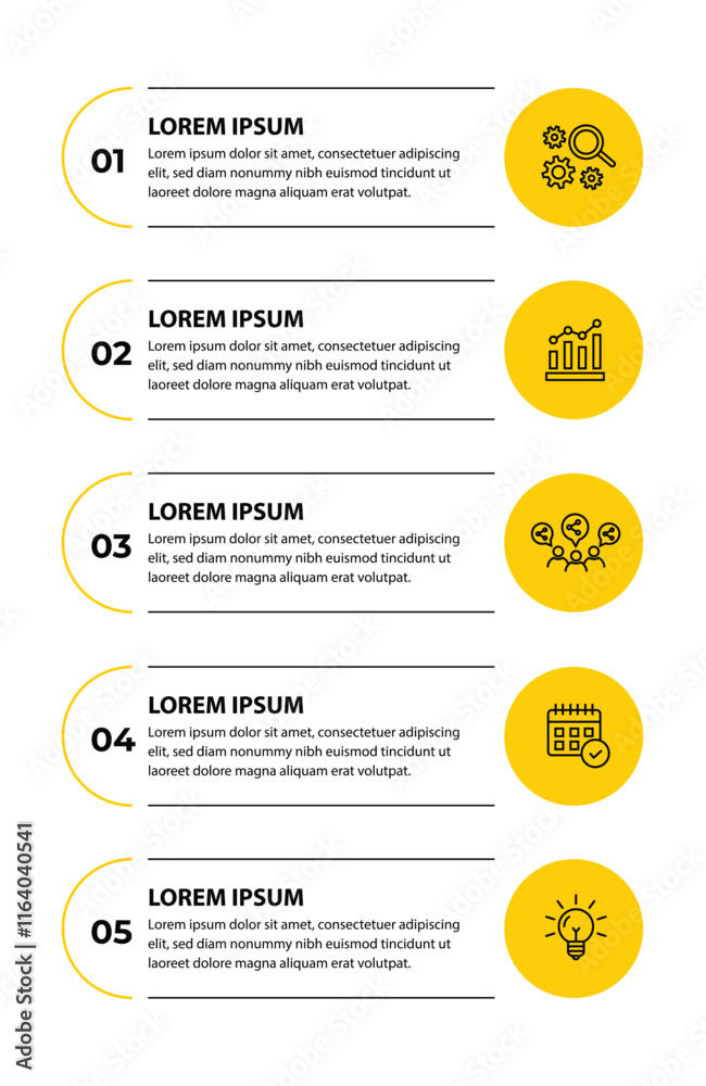 5 steps infographic template with 5 options. Flowchart that can be used ...
