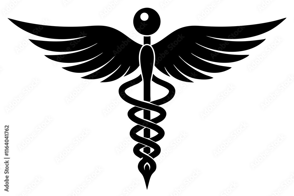 Vector de Stock Medical caduceus silhouette. Rod of Asclepius. Medical ...