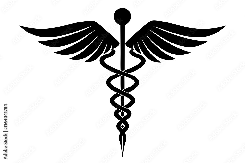 Medical caduceus silhouette. Rod of Asclepius. Medical symbol icon ...