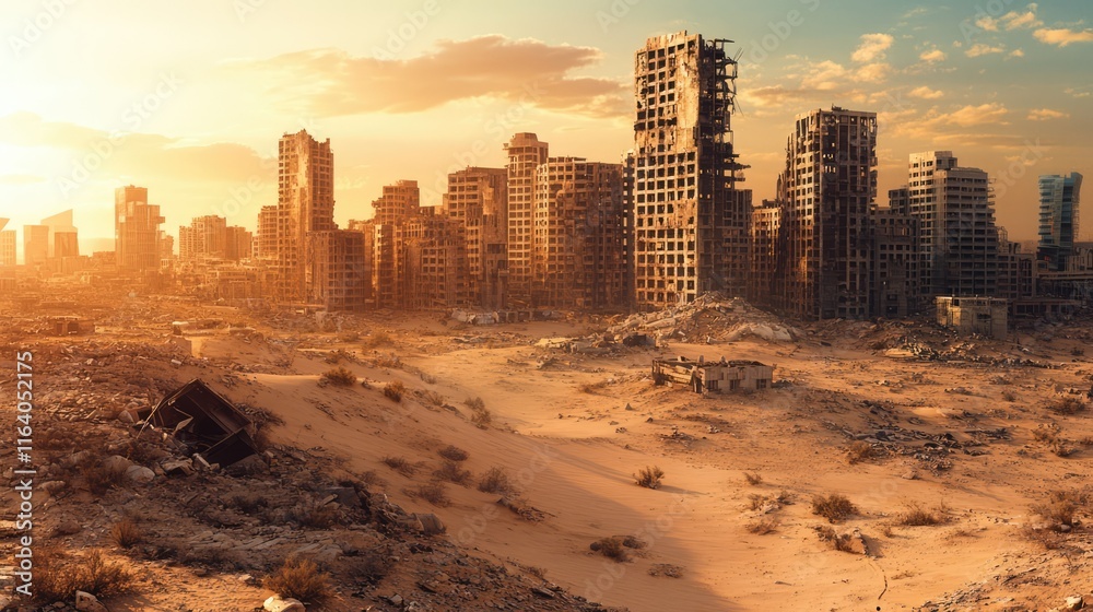 "Ruined and Abandoned Post-Apocalyptic City in a Desert Wasteland: A ...
