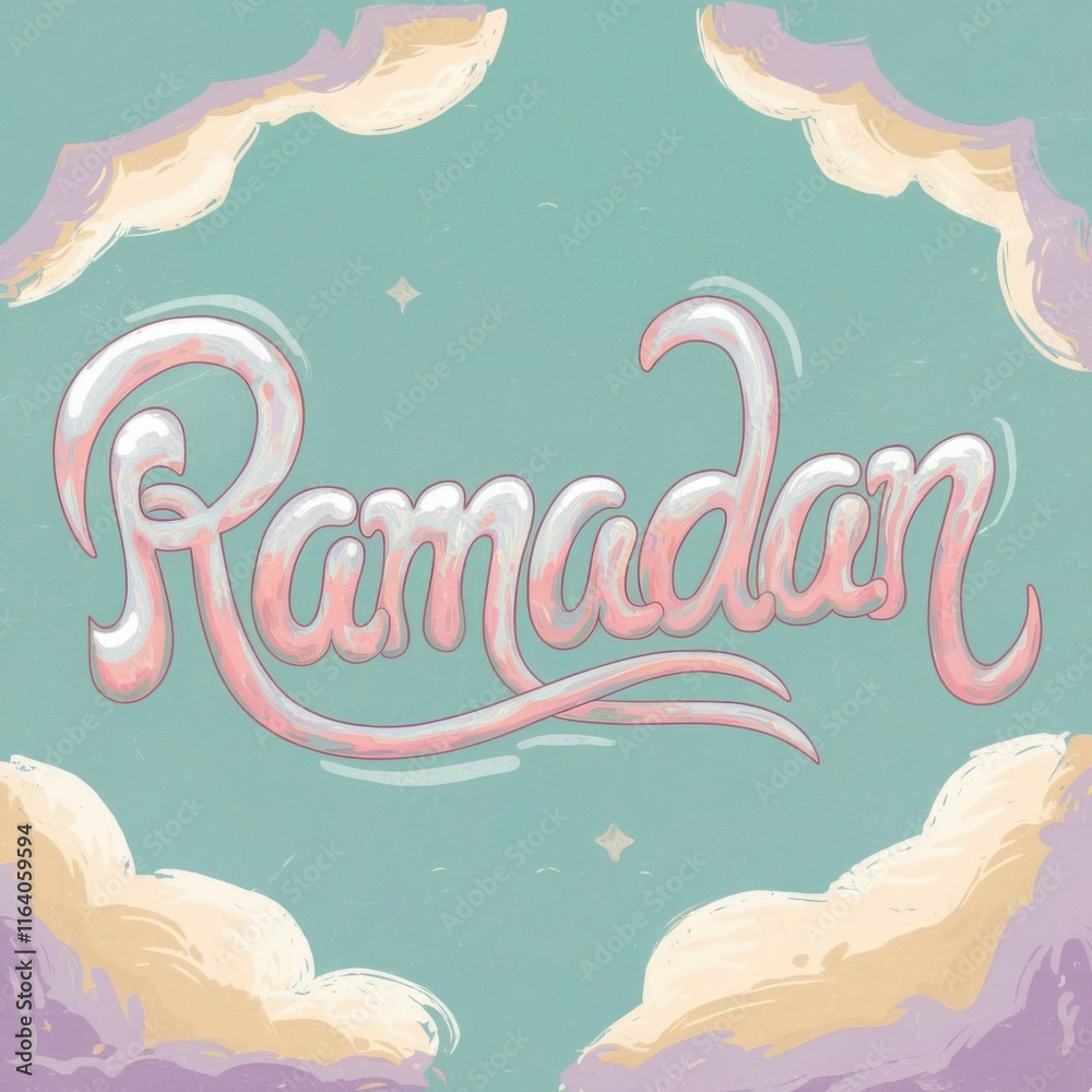 Ramadan in Hand-Painted Brushstroke Font with Pastel Colors ...