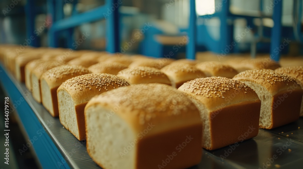 "Automated Bread Production on Conveyor Belt System" Stock Photo ...