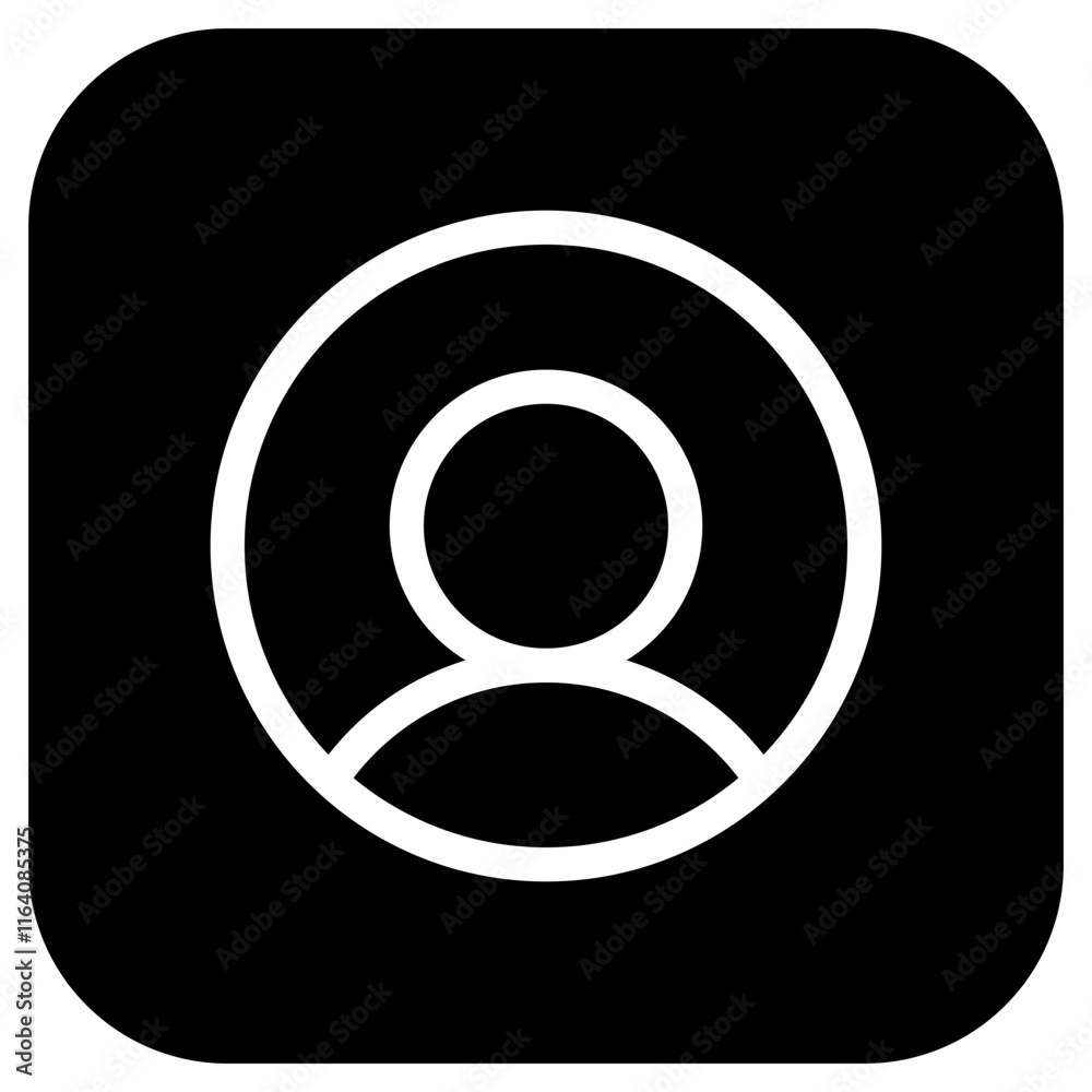 Vector user account profile icon. Black, white background. Perfect for ...