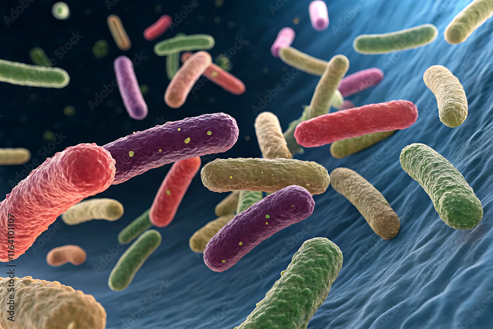 Microscopic view of probiotics bacteria in human stomach, showing ...