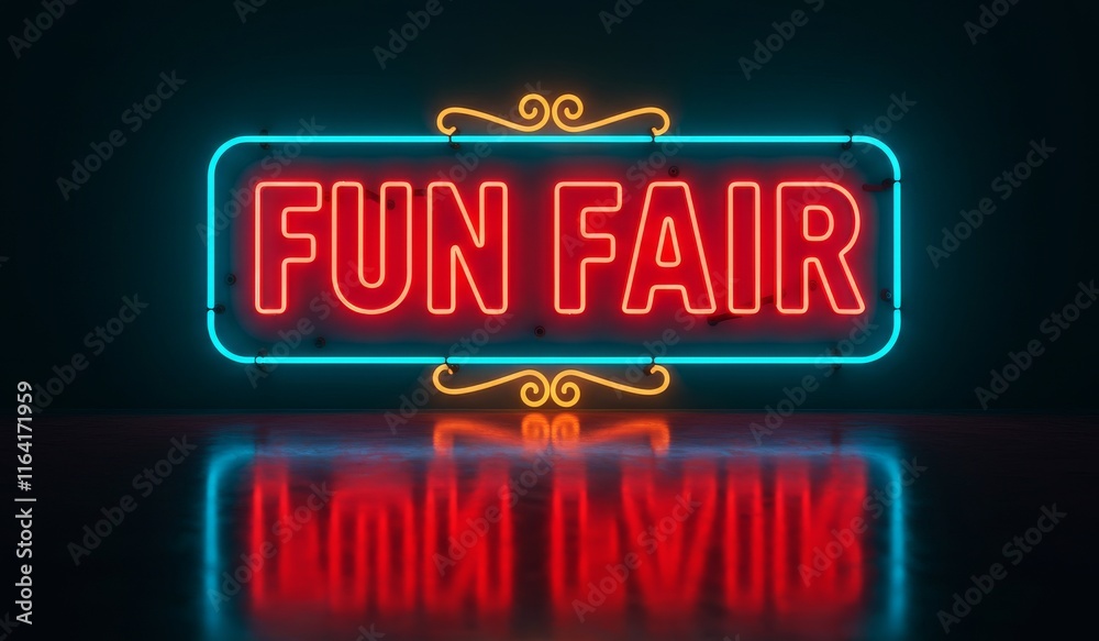 Fun Fair Neon Sign Glowing Brightly with Vibrant Colors and Energy ...