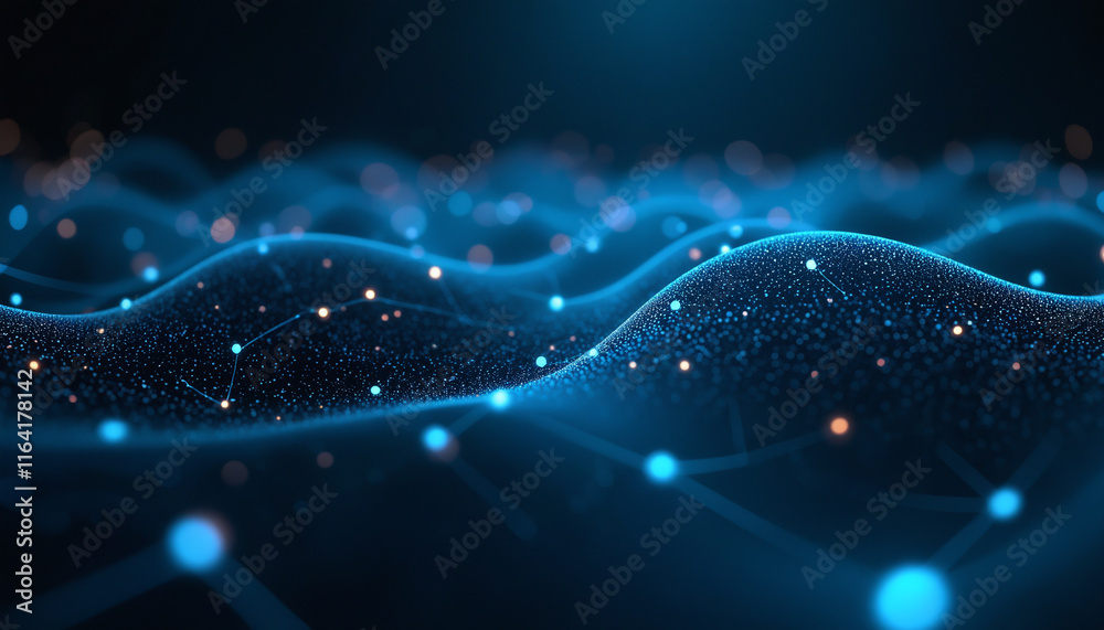 Flowing Network with Glowing Connections: A flowing network featuring ...