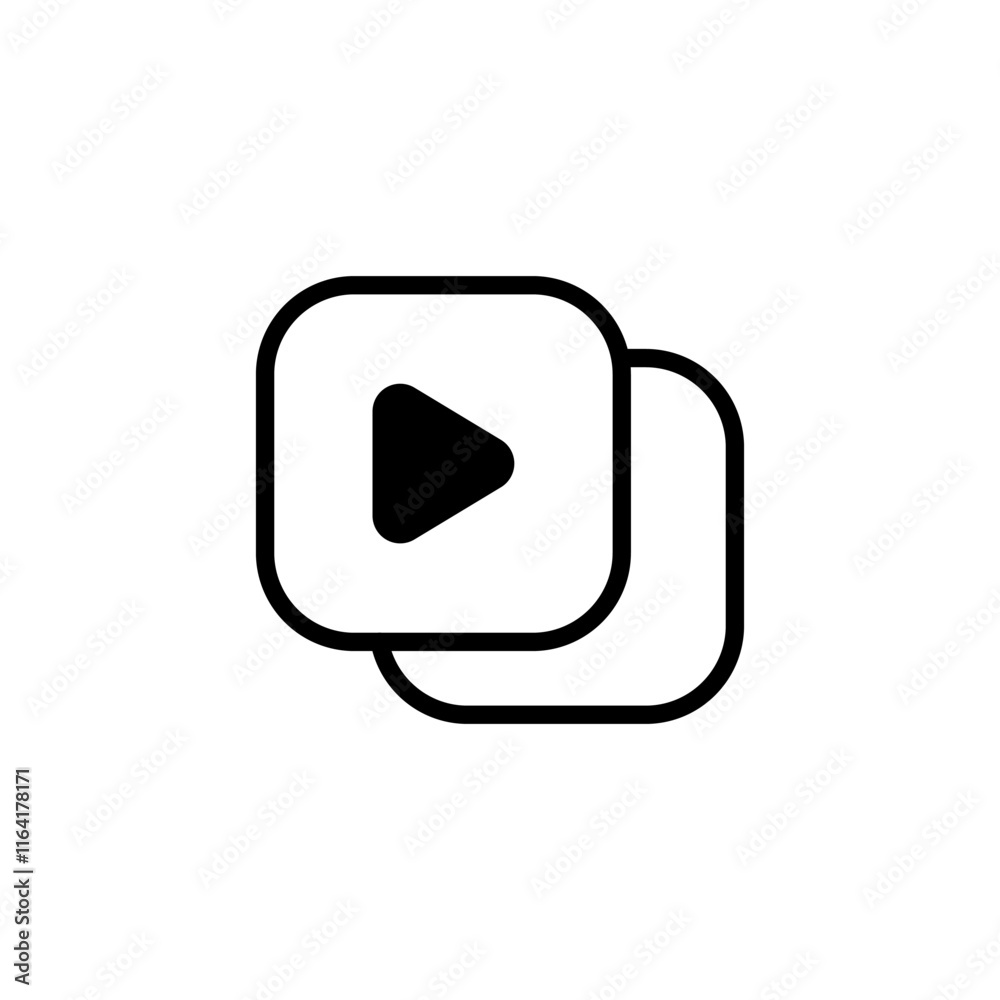 video playlist icon, simple flat style, illustration, logo sign symbol ...