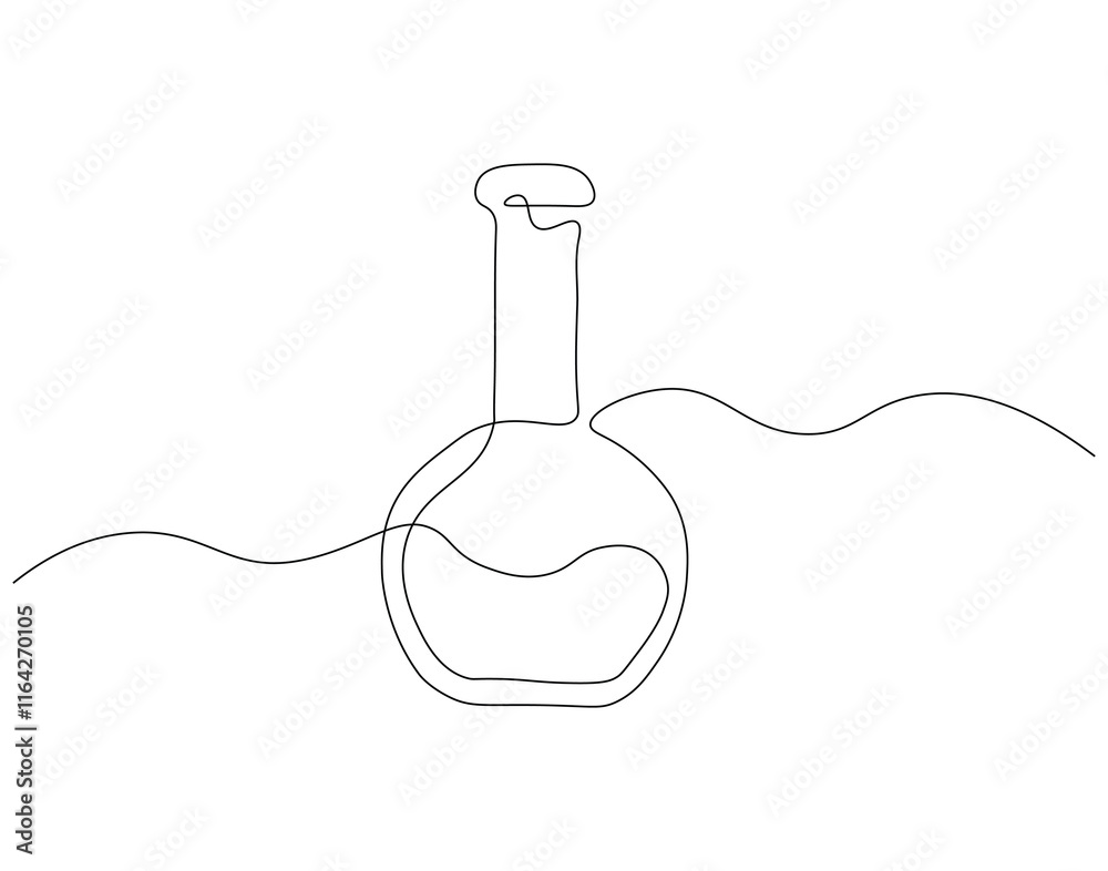 Continuous one line drawing of laboratory tube. One line drawing ...