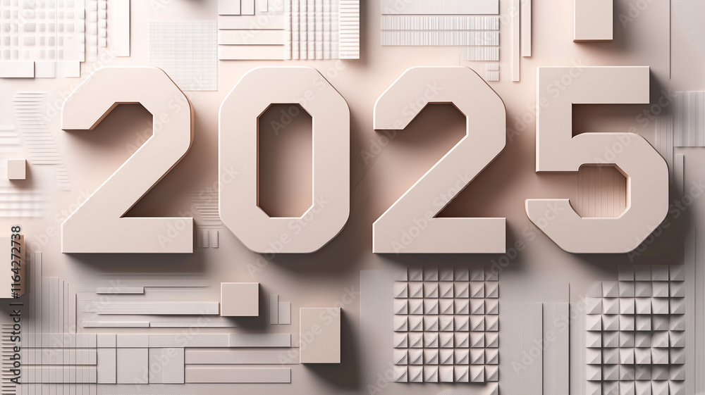 A bold and futuristic typography "2025", featuring sleek sans-serif ...