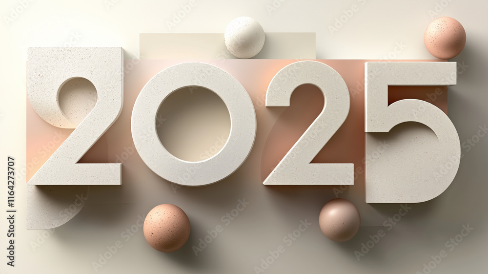 A bold and futuristic typography "2025", featuring sleek sans-serif ...