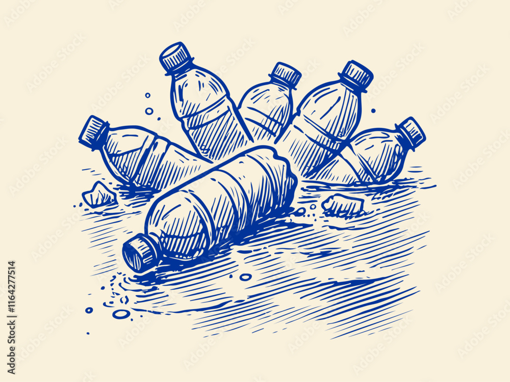 Plastic Bottle Waste Hand Drawn Sketch Vector Illustration Isolated ...