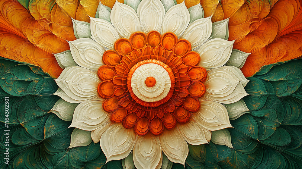 A creative depiction of the Indian flag colors (saffron, white, green ...
