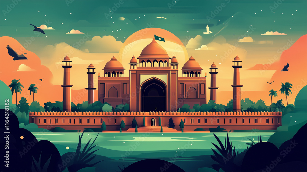 Illustration of India Republic Day featuring a blend of historical ...