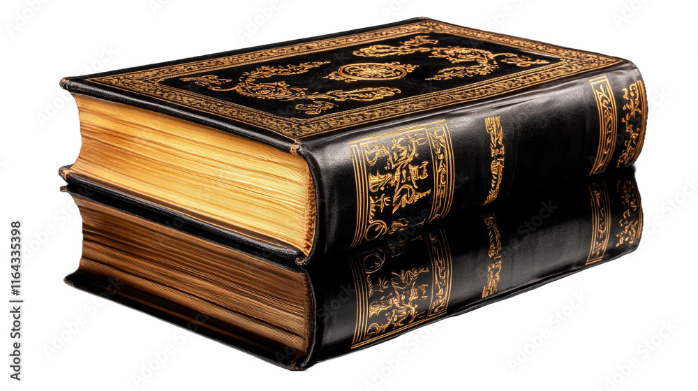 A hyper-realistic close-up photo of an ancient, weathered book with ...