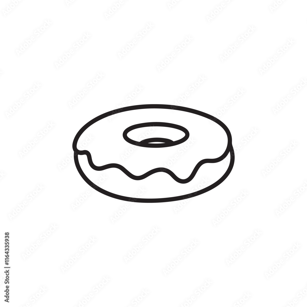 Donuts doodle outline black and white vector illustration isolated on ...