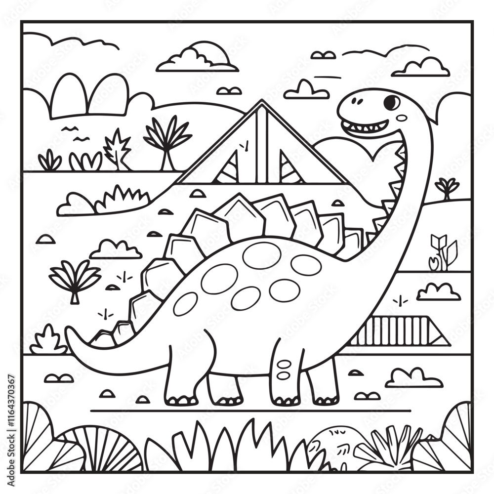 Cute Dinosaur Coloring Pages for Kids. Dinosaur designs For Kids ...