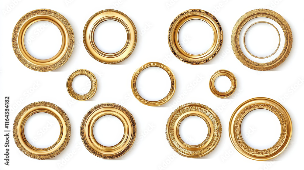 Golden avatar frames, game winner award badges isolated on background ...