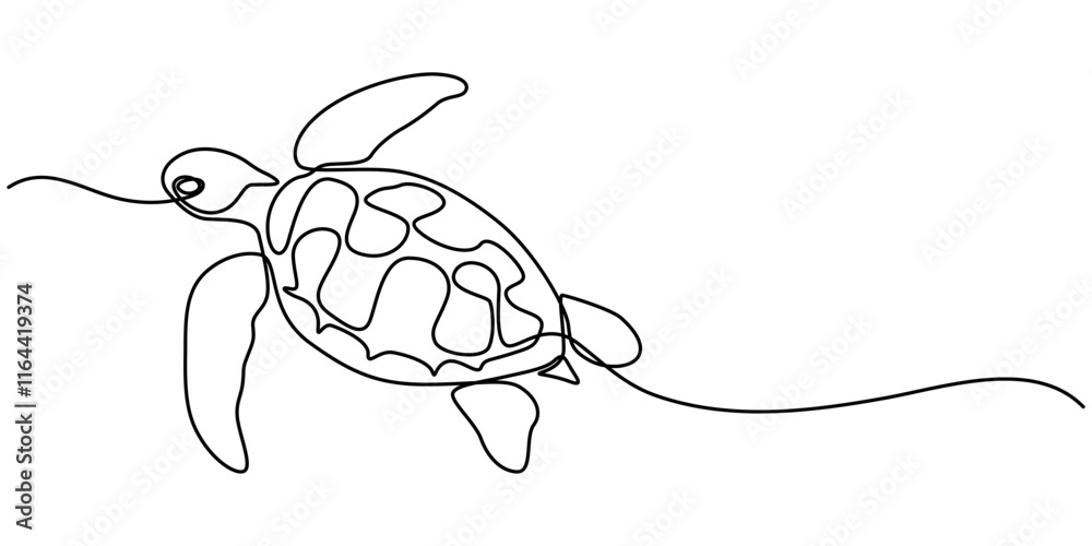 Continuous one line drawing of turtle. Simple illustration of tortoise ...