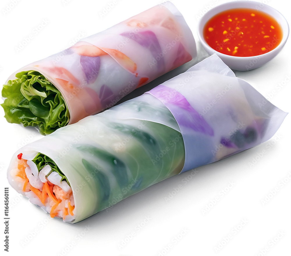 Vietnamese Spring Roll Rice paper rolls assorted fillings pastel shades ...